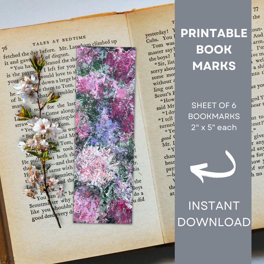 Printable Book Marks Instant Download Sheet of 6 Book Marks Print at ...