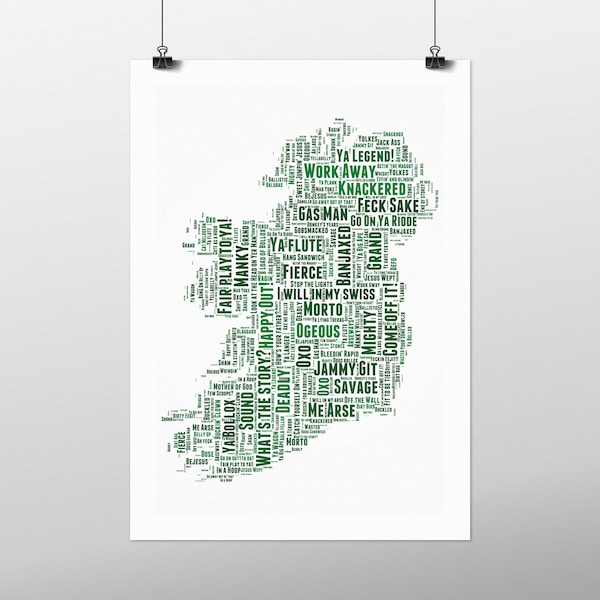 Ireland Map With Words - Etsy