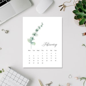 Printable Calendar 2024 - Digital - Minimal Greenery 8.5x11 - Etsy