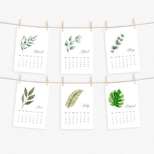 Printable Calendar 2024 - Digital - Minimal Greenery 8.5x11 - Etsy