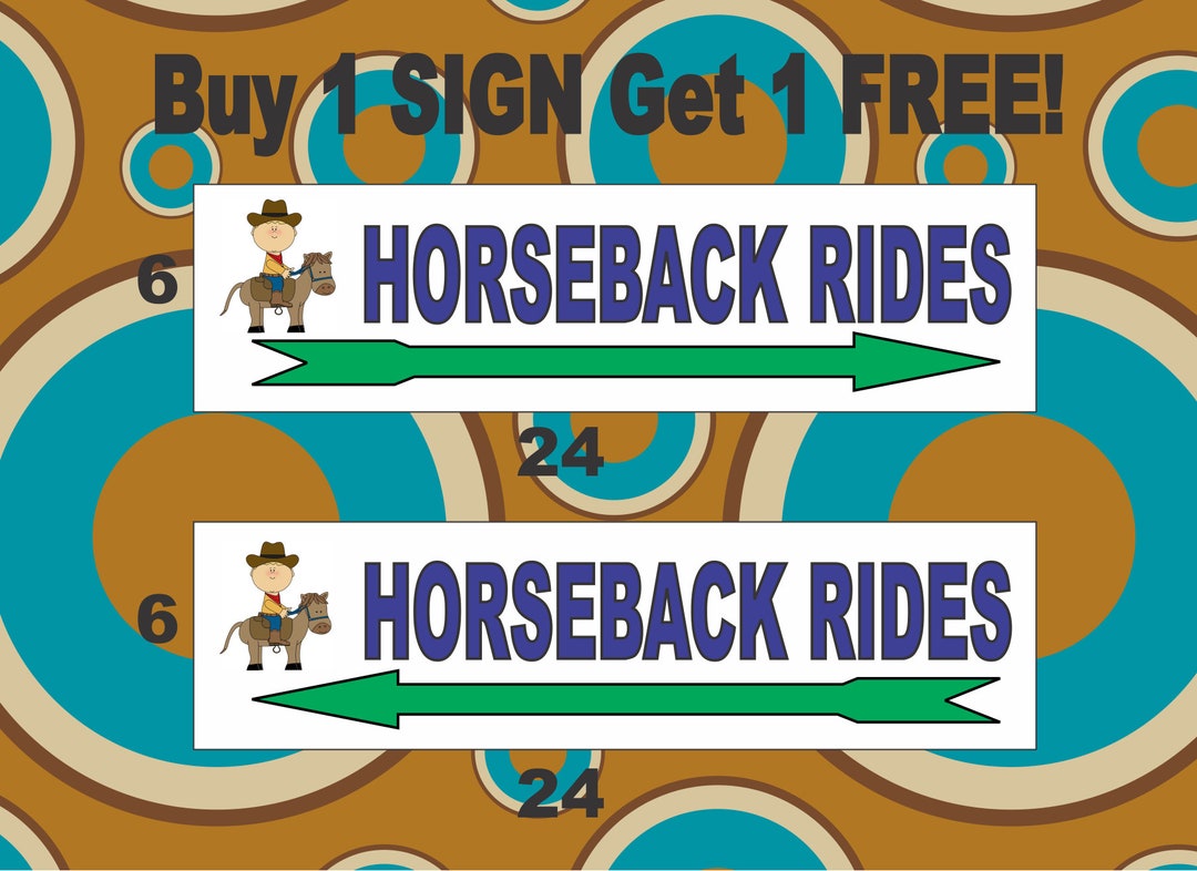 2-6x24 Horseback Rides With Arrow Directional Signs Street Road Yard ...