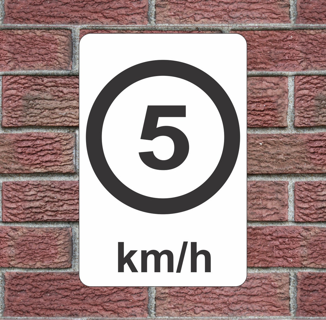 Metric Speed Limit 5 Km/h White & Black Metal Sign for Street Road ...