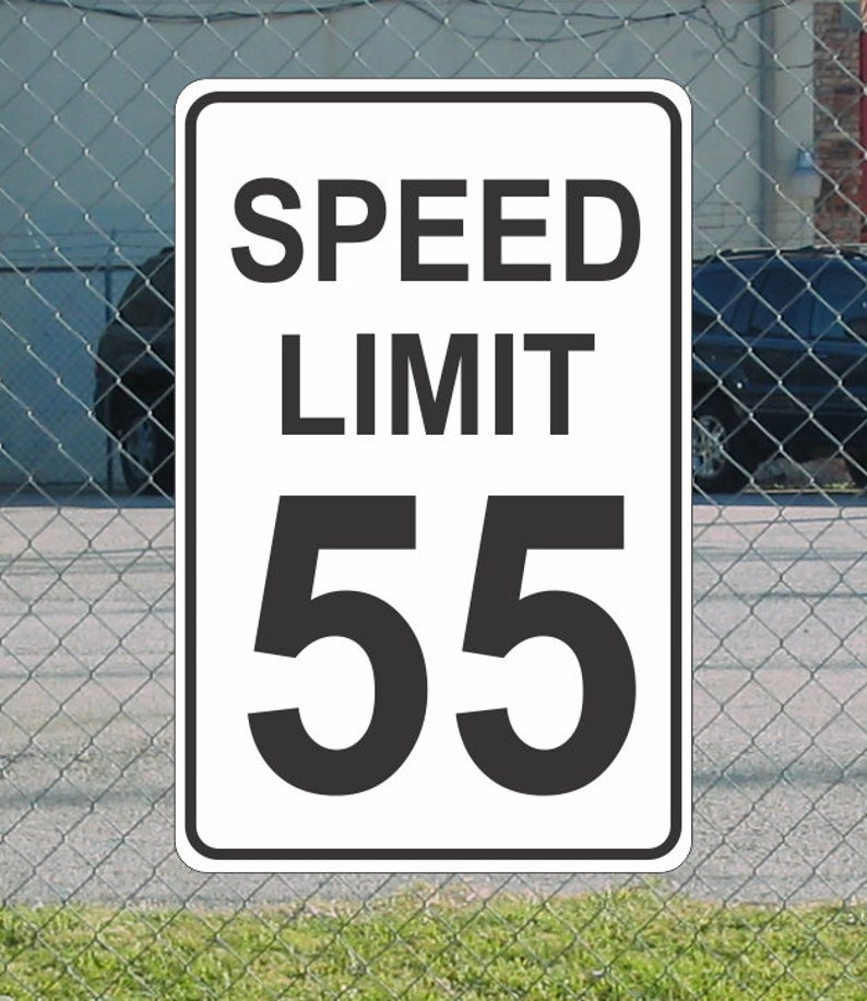 Speed Limit 55 White & Black Metal Sign for Street Road - Etsy