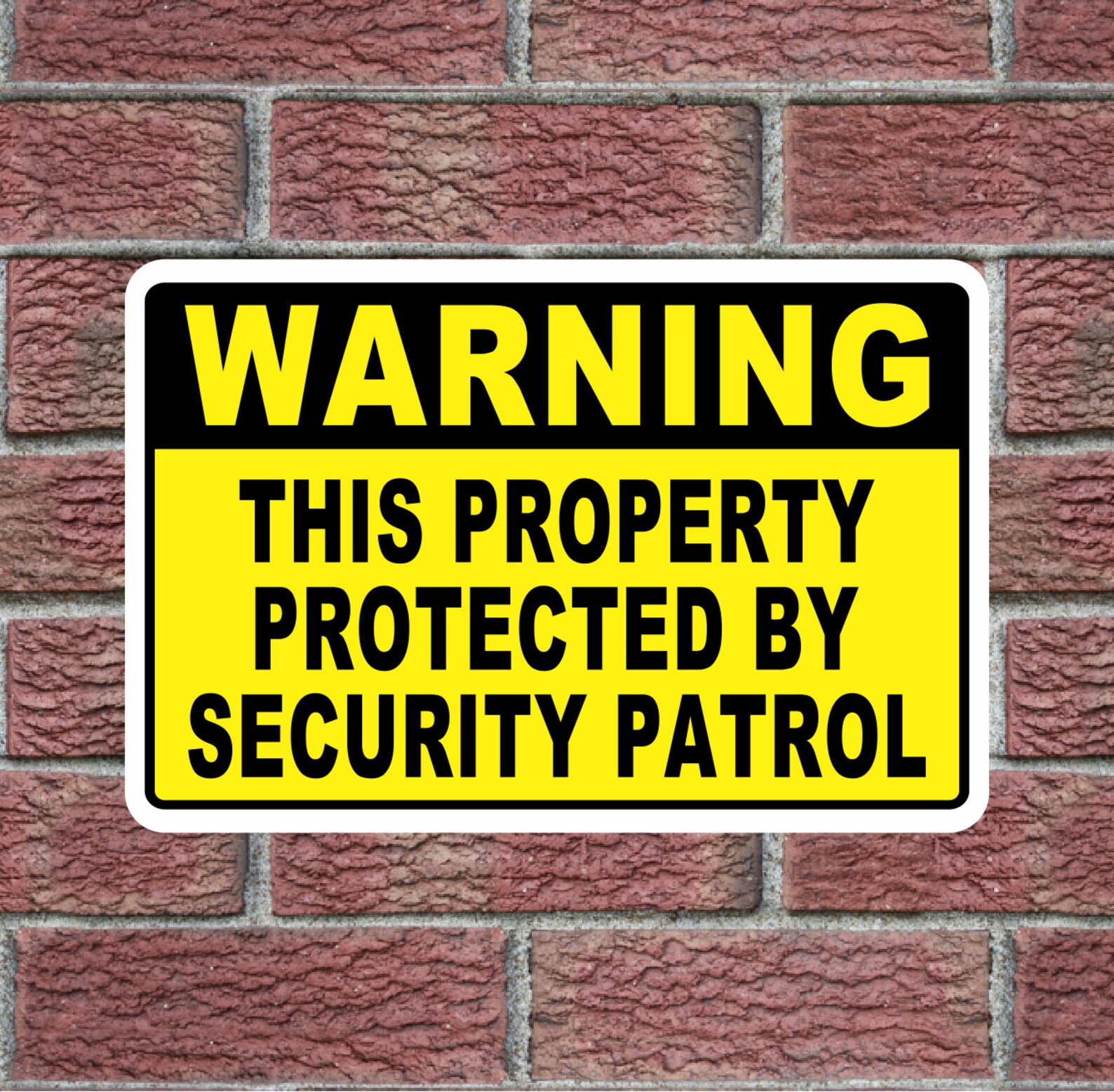 WARNING This Property Protected by Security Patrol Yellow & - Etsy UK
