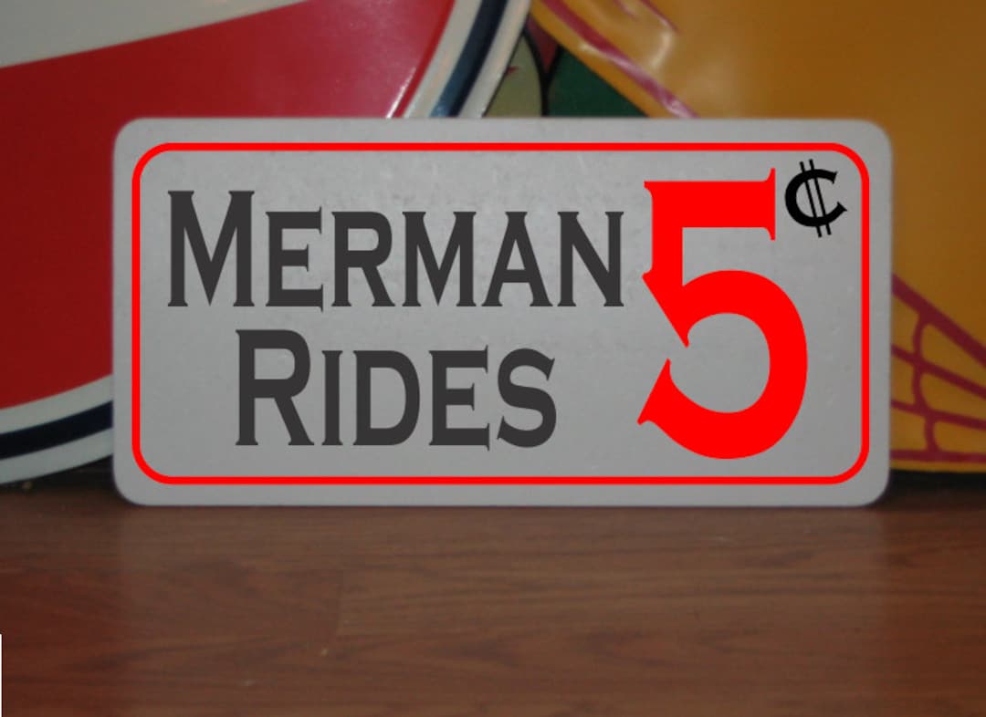 Merman Rides 5 Cents Metal Sign for Beach Lake House Ocean Fishing Boat ...