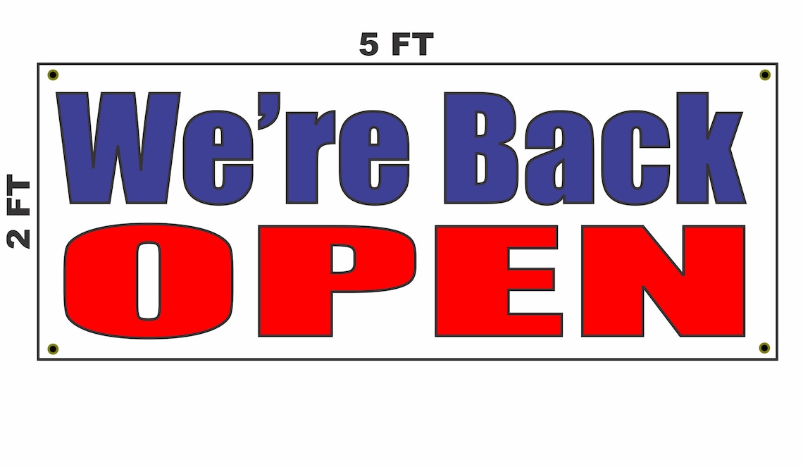We're Back Open Banner Sign - Etsy