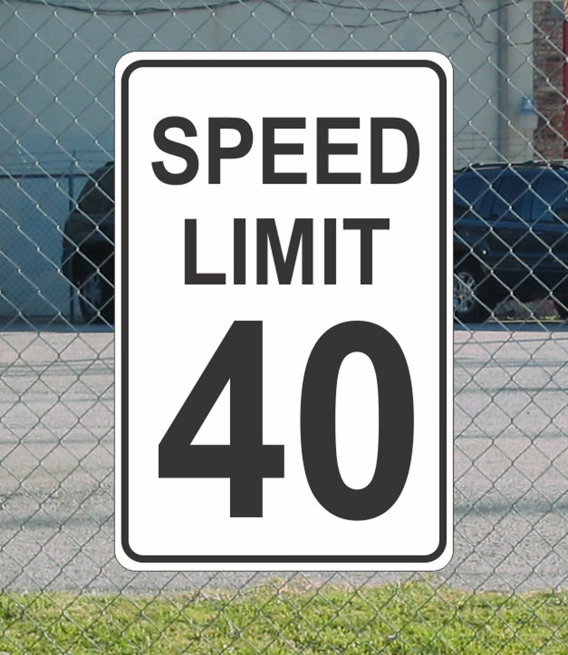 Speed Limit 40 White & Black Metal Sign for Street Road | Etsy
