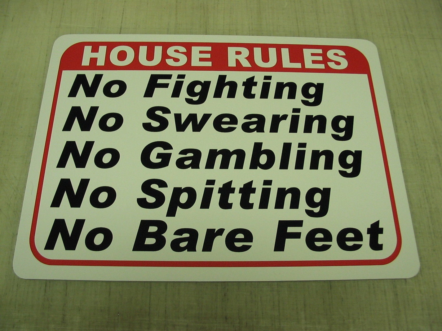 HOUSE RULES No Fighting No Swearing Gambling Spitting Bare | Etsy