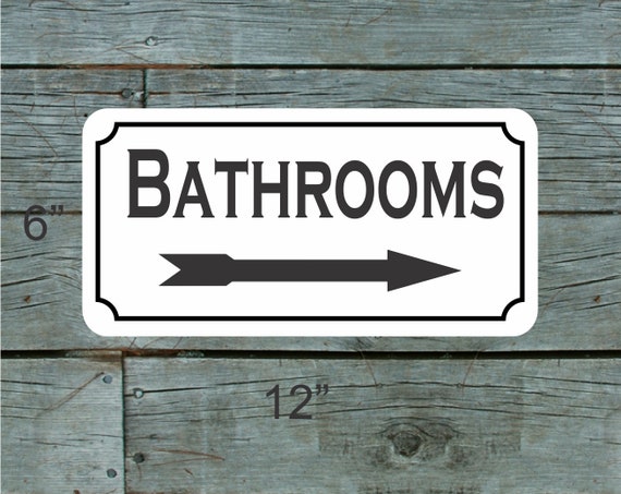 Bathrooms With Right Arrow Metal Sign Decor Bathroom Restroom | Etsy