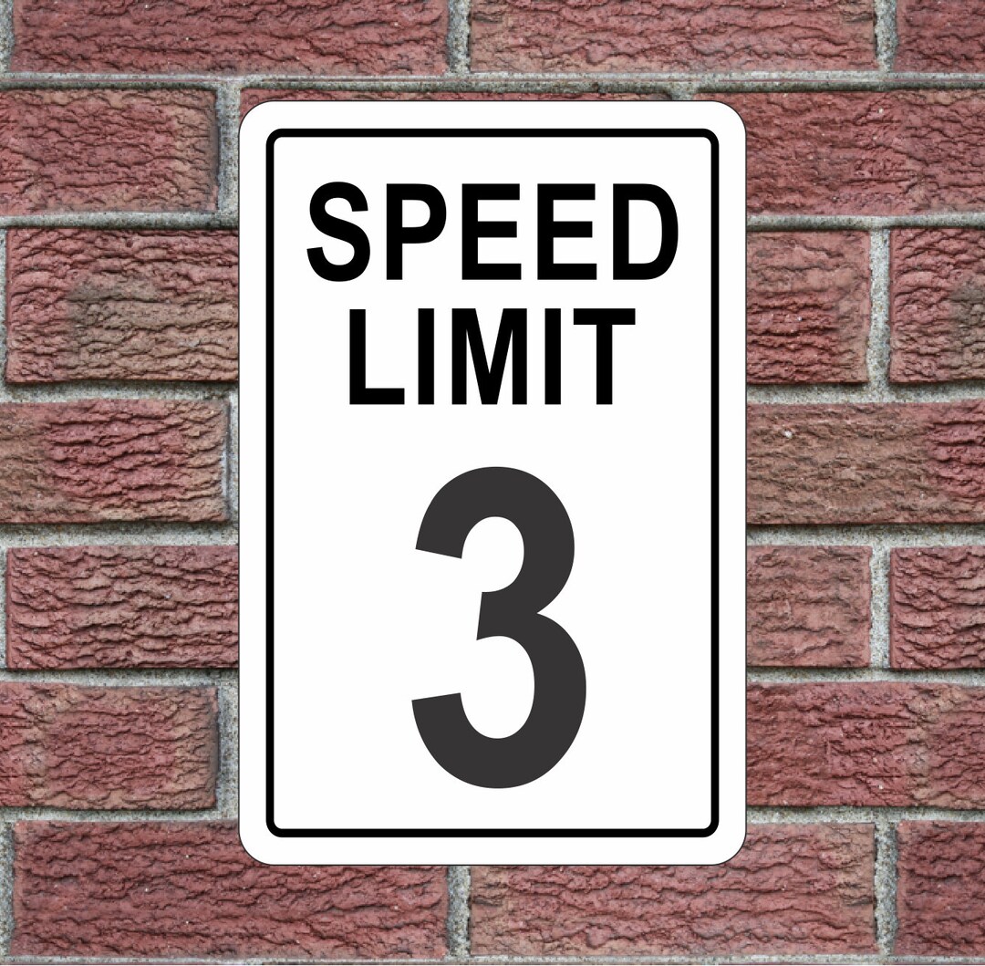 Speed Limit 3 White & Black Metal Sign for Construction Site Warehouse ...