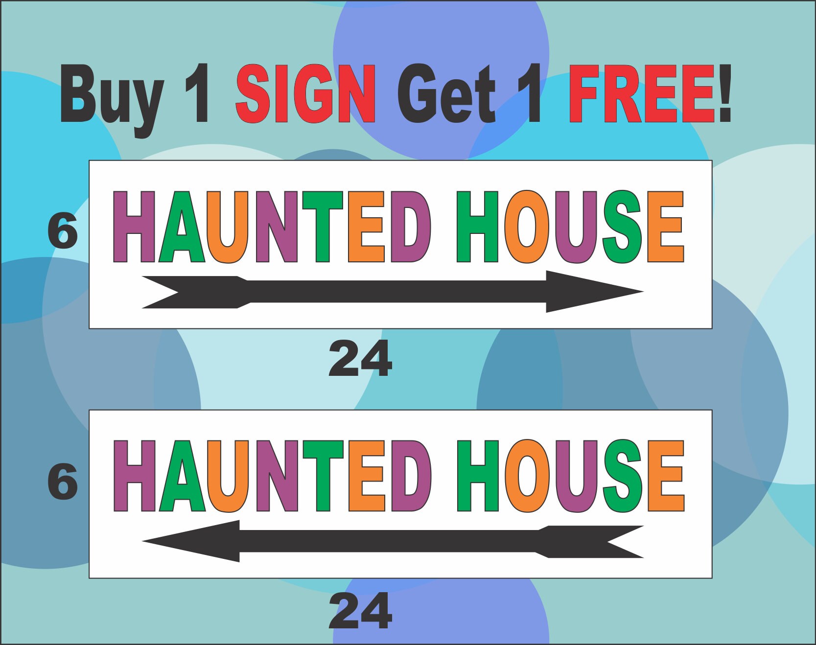 2-6x24 HAUNTED HOUSE With Arrow Directional Signs Street Road Yard ...