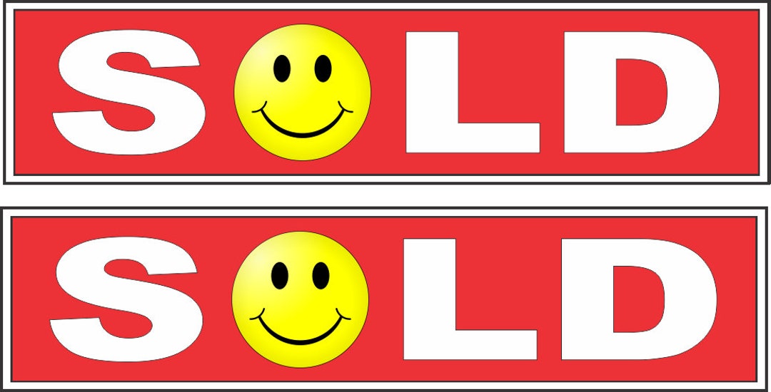 6x24 SOLD Smiley Face Red Real Estate Rider Sign Buy 1 Get 1 FREE ...