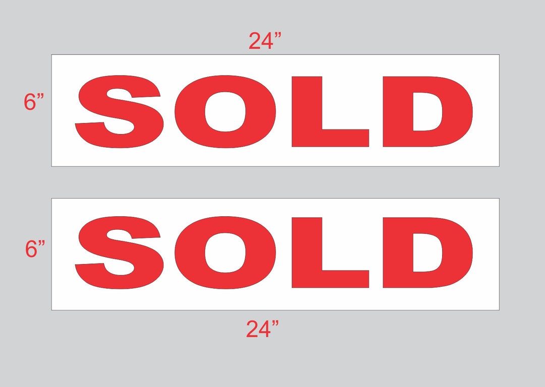 6x24 SOLD Red & White Real Estate Rider Sign Buy 1 Get 1 FREE Double ...