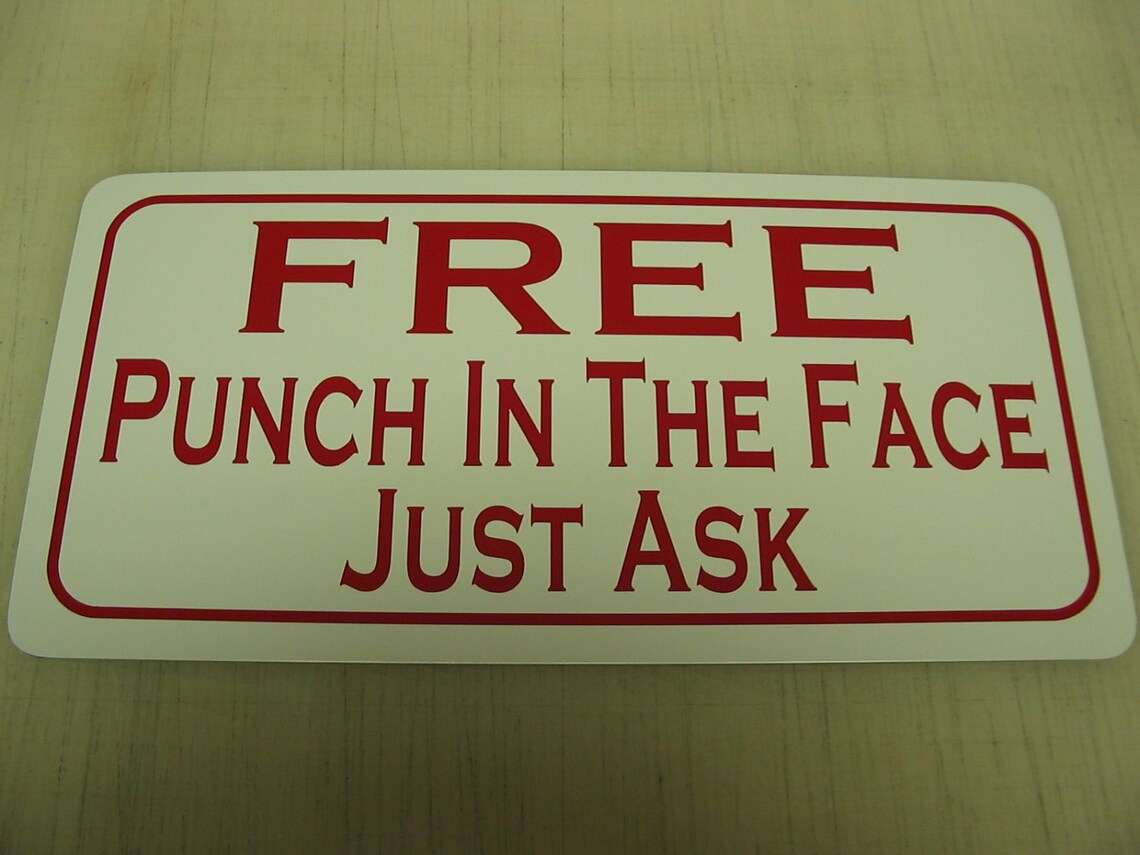 FREE PUNCH in the FACE Metal Sign for Bar Ice House Boxing Gym - Etsy