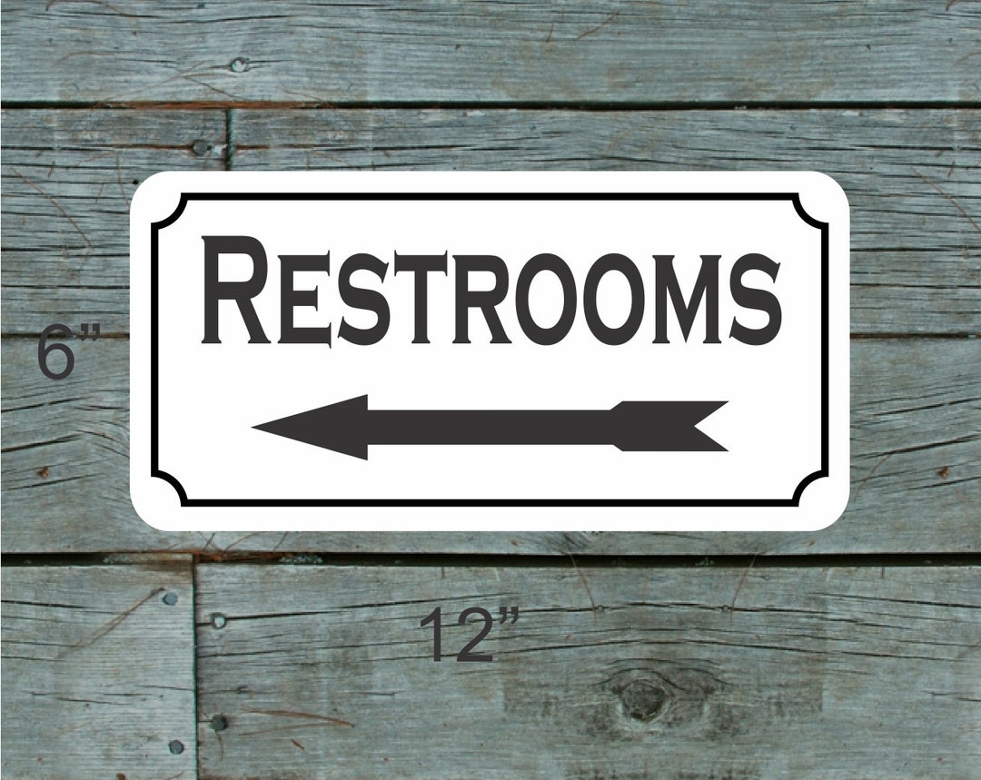 Restrooms With Left Arrow Metal Sign Decor Bathroom Restroom Outhouse ...