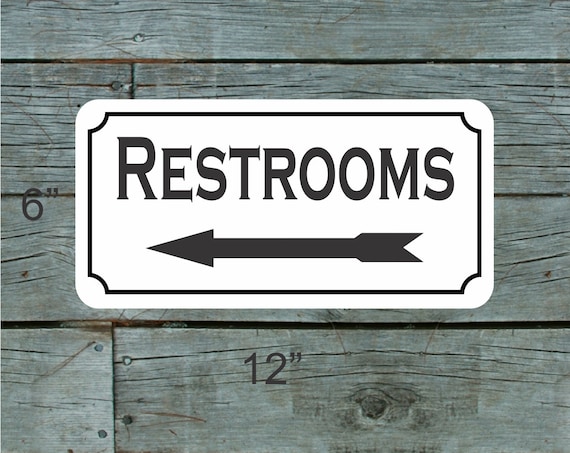 Restrooms With Left Arrow Metal Sign Decor Bathroom Restroom - Etsy