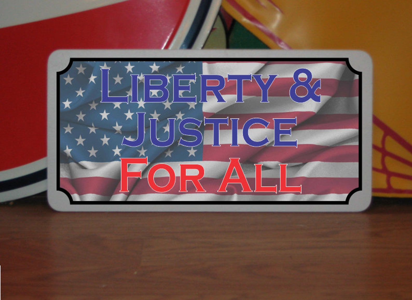 Liberty & Justice for All Metal Sign on Usa American Flag | Etsy