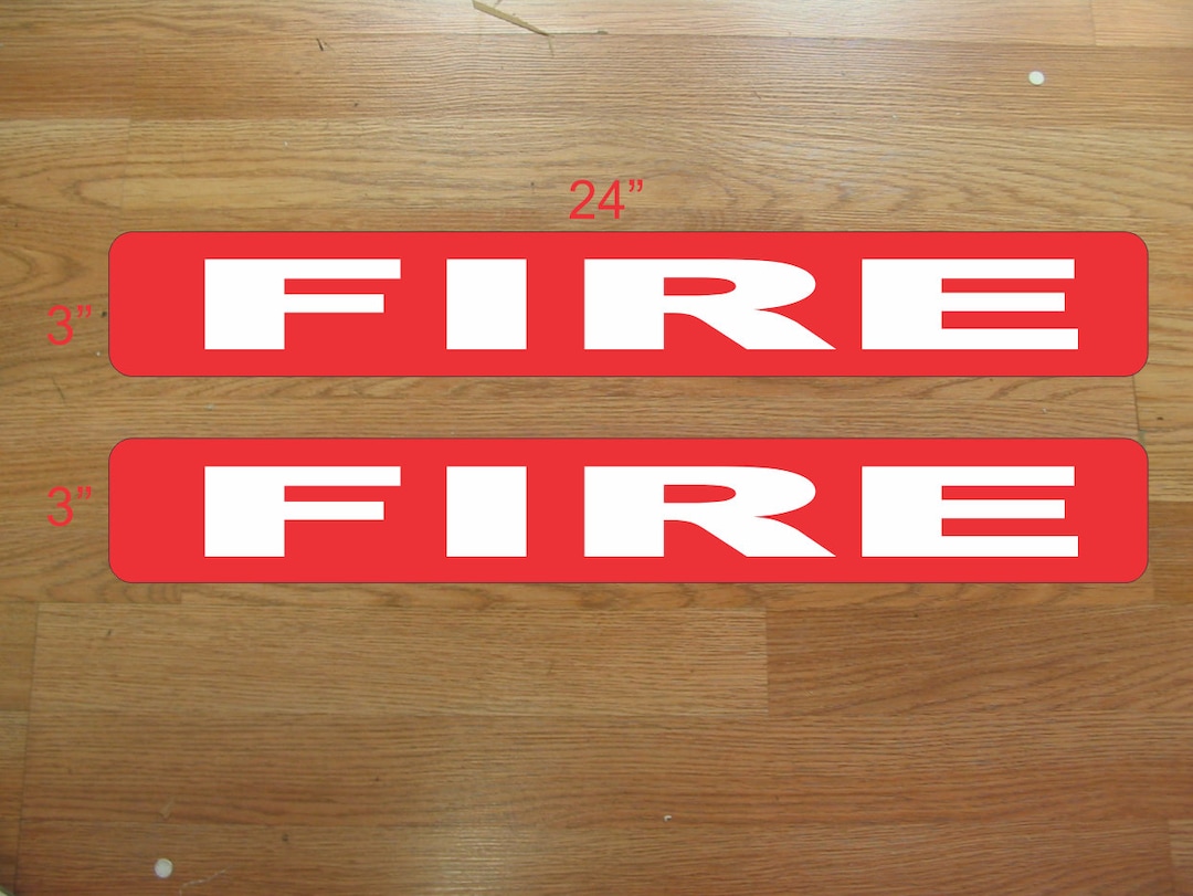 2 Red FIRE Magnetic Signs 3"x24" Red With White for Car Truck Van ...