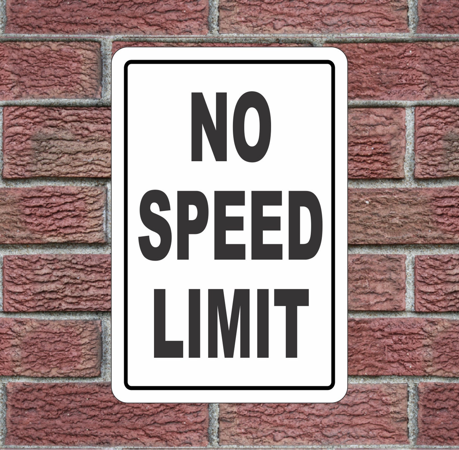 No Speed Limit White & Black Metal Sign for Street Road Highway Parking ...
