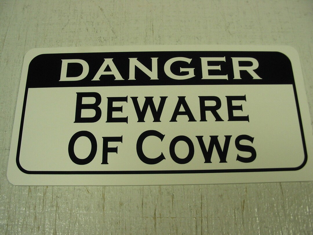 DANGER BEWARE of COWS Metal Sign for Farm Ranch or Kitchen Decor Golf ...