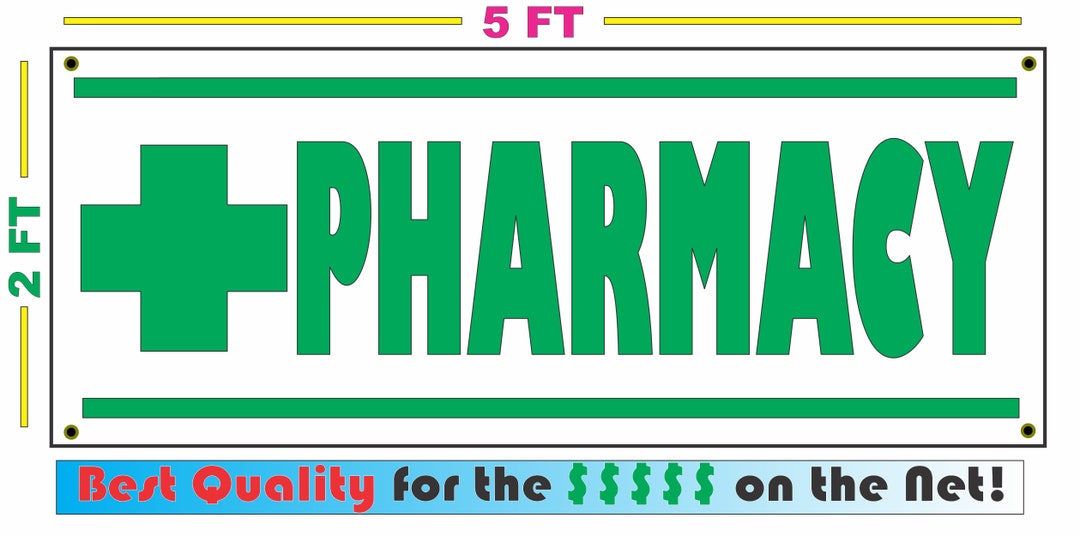 Pharmacy Green Cross Banner Sign - Etsy