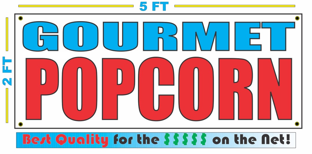Gourmet Popcorn Banner Sign - Etsy