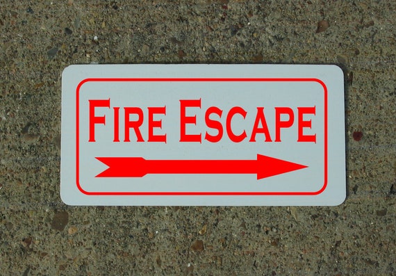 FIRE ESCAPE Right Arrow Metal Sign | Etsy