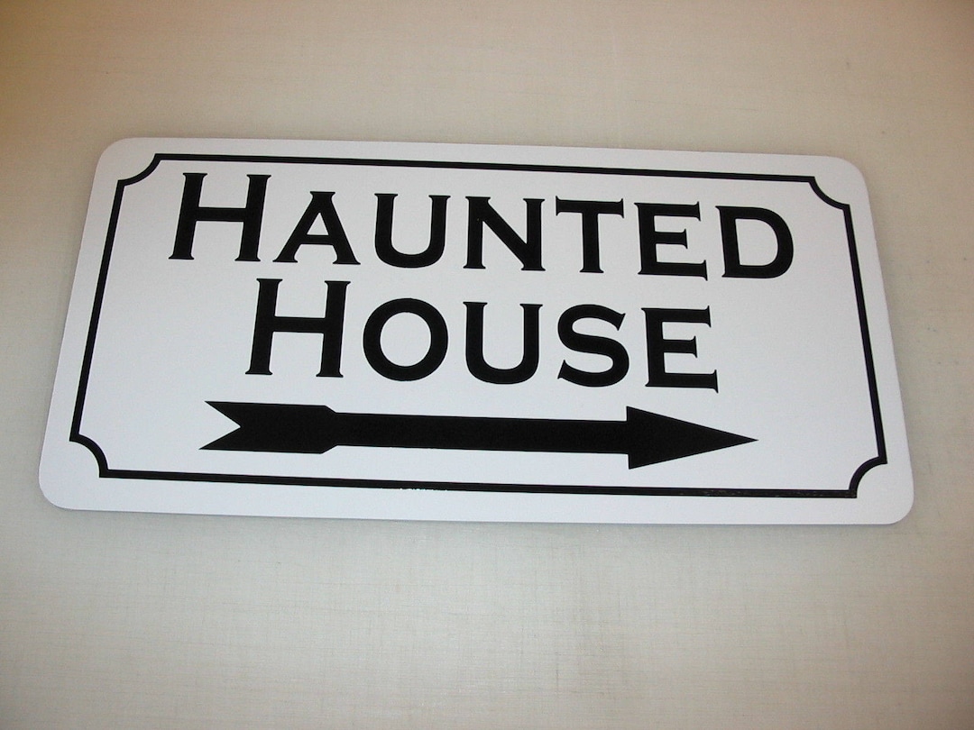 HAUNTED HOUSE W/ Right ARROW Vintage Style Metal Sign - Etsy