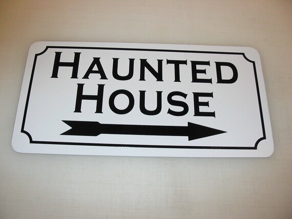 HAUNTED HOUSE W/ Right ARROW Vintage Style Metal Sign 4 | Etsy