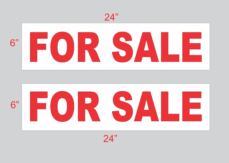 6x24 FOR SALE Red & White Real Estate Rider Sign Buy 1 Get 1 | Etsy