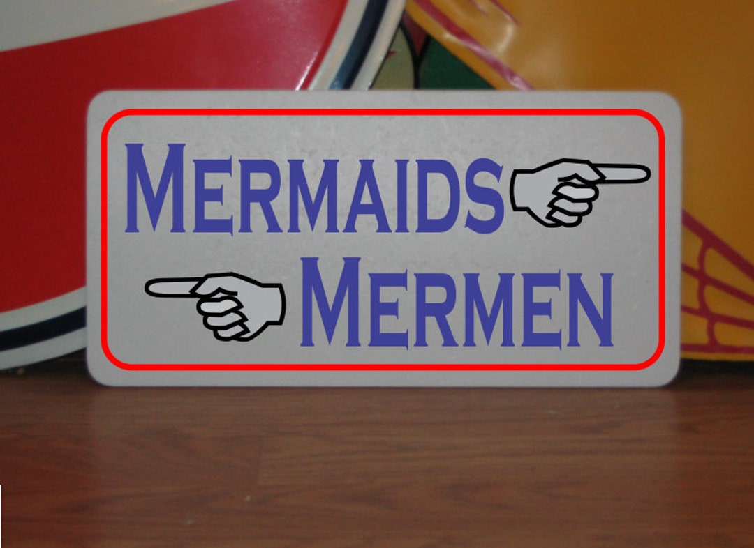 Mermaid Mermen With Finger Arrow Metal Sign for Beach Lake House ...