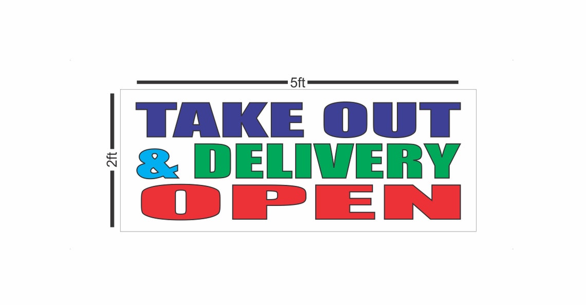 Take Out & Delivery Open Banner Sign - Etsy
