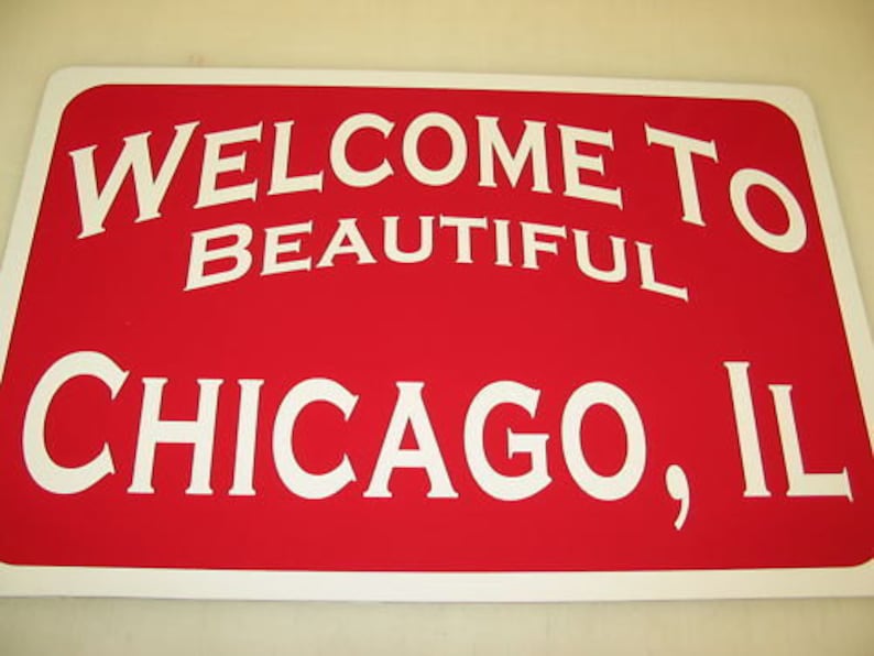 Welcome to Chicago IL Metal Sign, Home Bar Decor (18x12) - Etsy