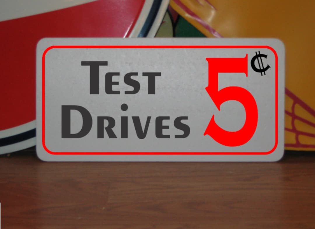 Test Drives 5 Cents Metal Sign - Etsy