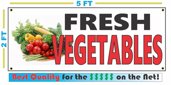 FRESH VEGETABLES Banner Sign 2x5 | Etsy