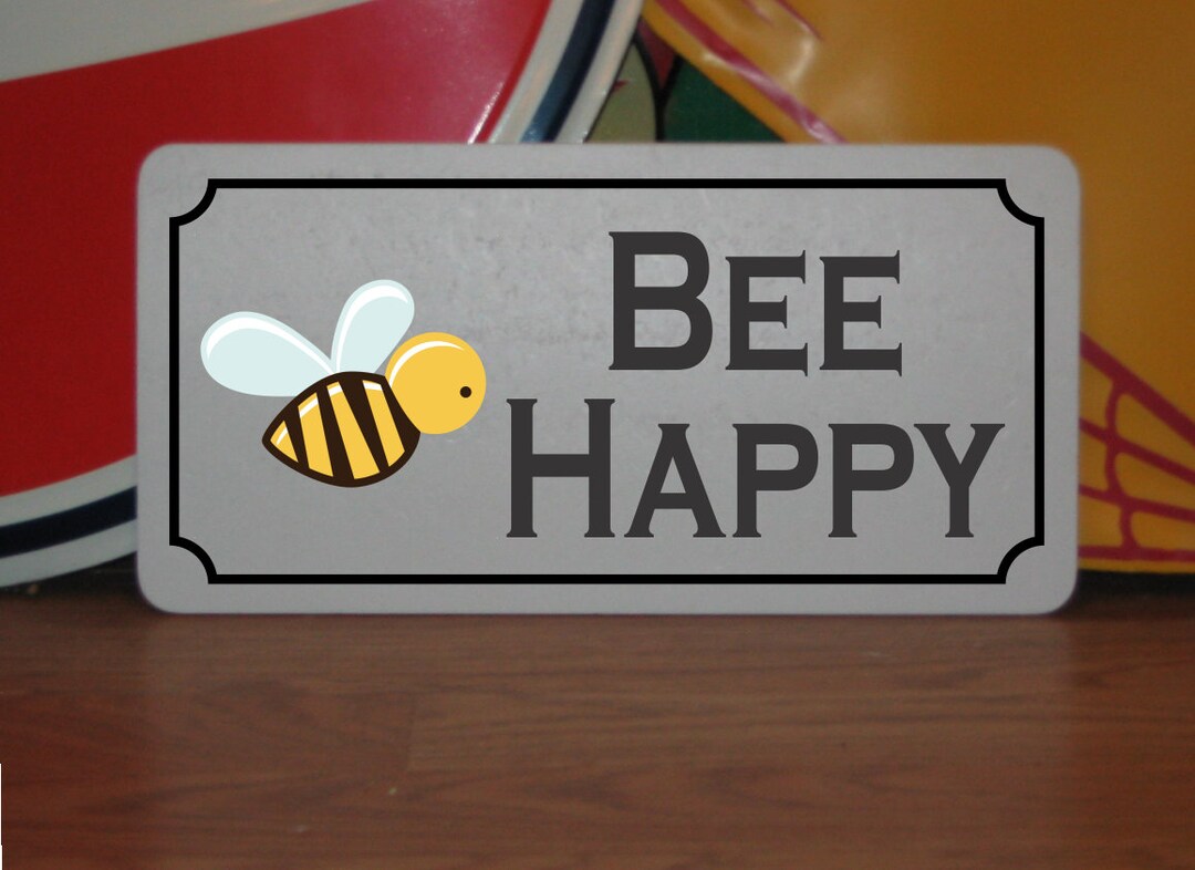 BEE HAPPY Metal Sign for Local Honey Kitchen Restaurant Decor Food ...