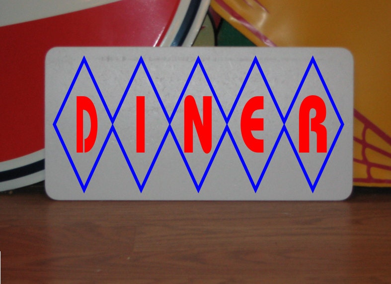DINER Retro Vintage Diamond Design Metal Sign 6x12 | Etsy