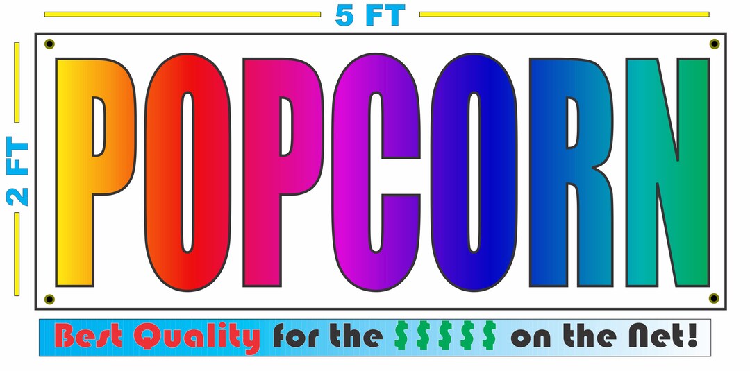 Popcorn Banner Sign Pop Corn - Etsy