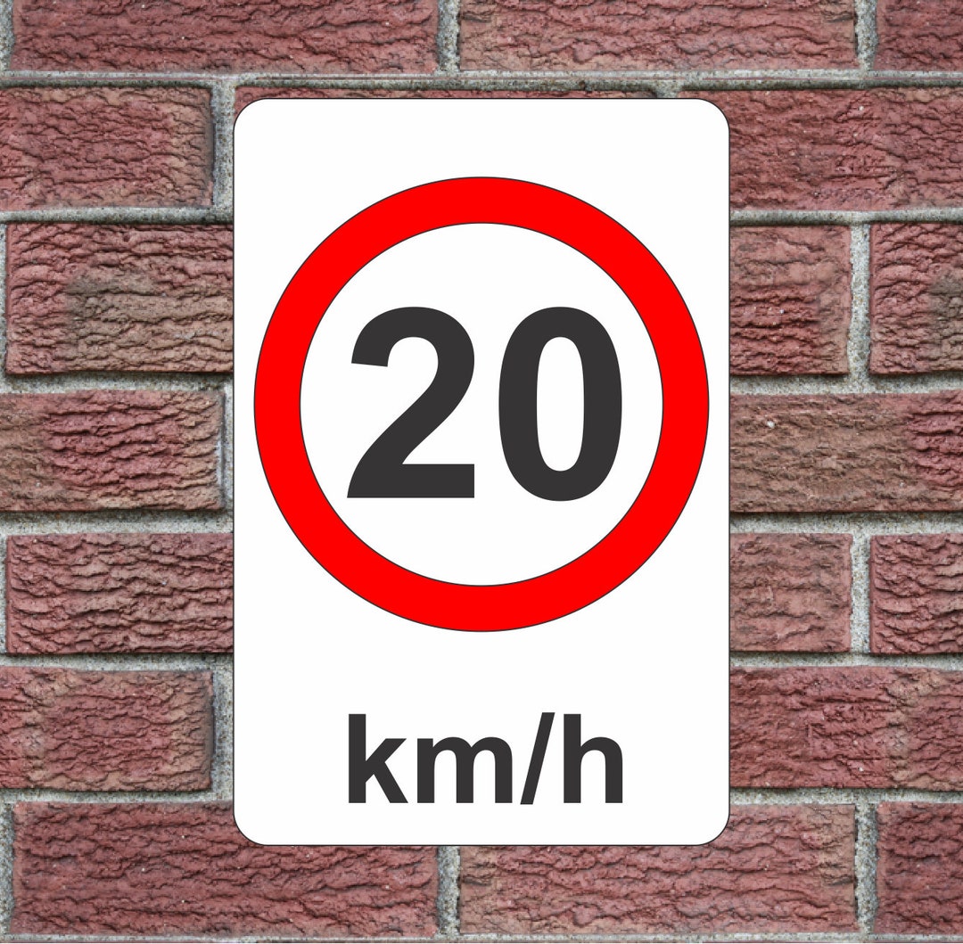 Metric Speed Limit 20 Km/h White Red & Black Metal Sign for Street Road ...