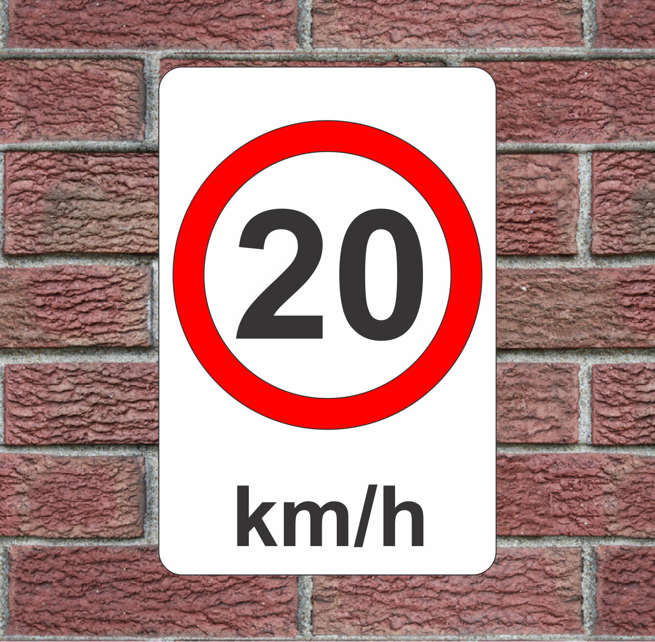 Metric Speed Limit 20 Km/h White Red & Black Metal Sign for Street Road ...