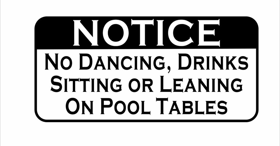 No DANCING on POOL TABLE Metal Sign Hall Bar Drinks - Etsy