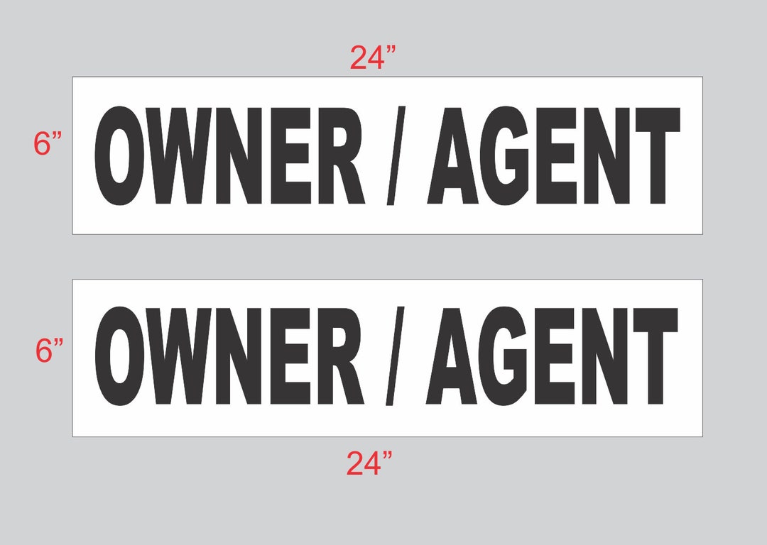 6x24 Owner/agent, Double Sided (set of 2) Black - Etsy