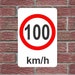 100 Km/h Speed Limit Sign: White, Red & Black Aluminum, 12x18 - Etsy