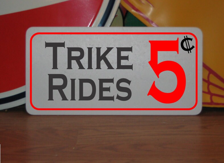 TRIKE RIDES 5 CENTS Metal Sign - Etsy