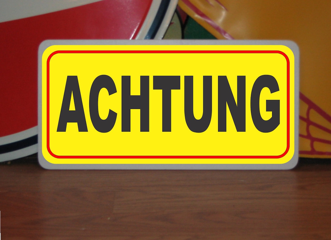 Achtung Metal Sign Yellow & Black - Etsy