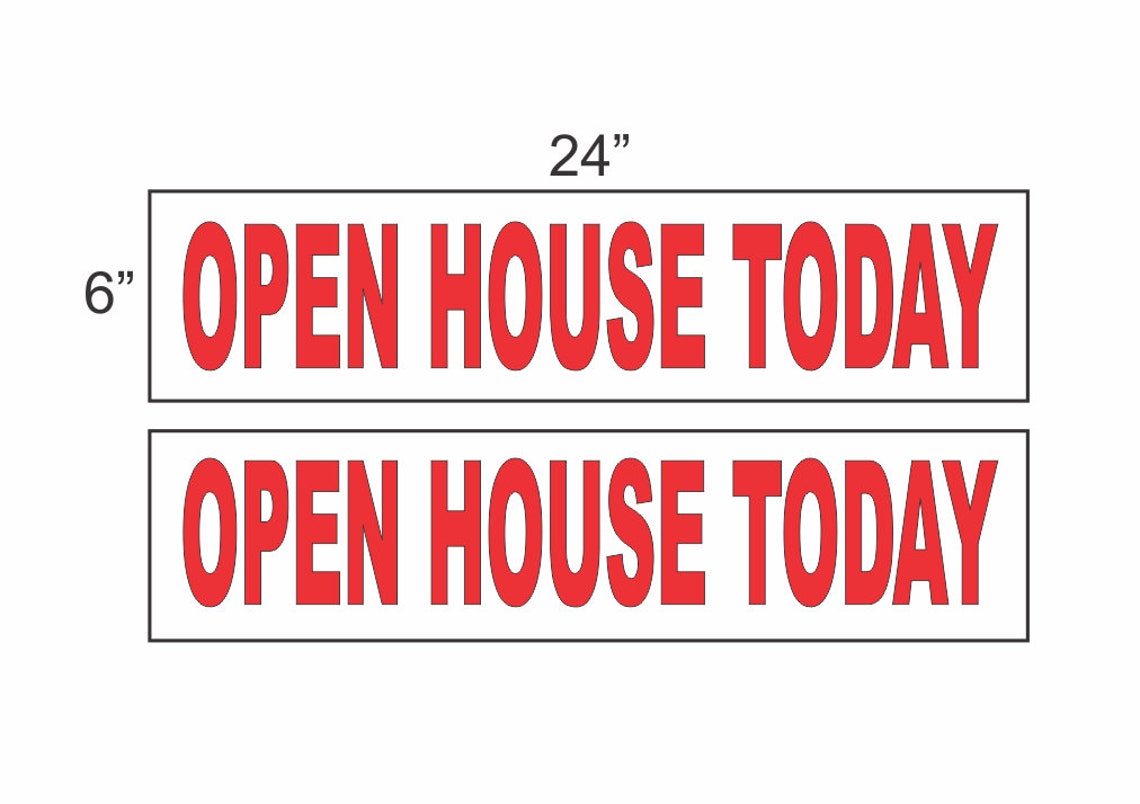 6x24 Open House Today Red & White Real Estate Rider Sign Buy 1 | Etsy