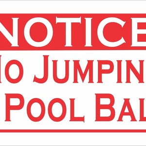 No JUMPING of POOL BALLS Metal Sign 6"x12" Novelty Home Bar Pool Room ...