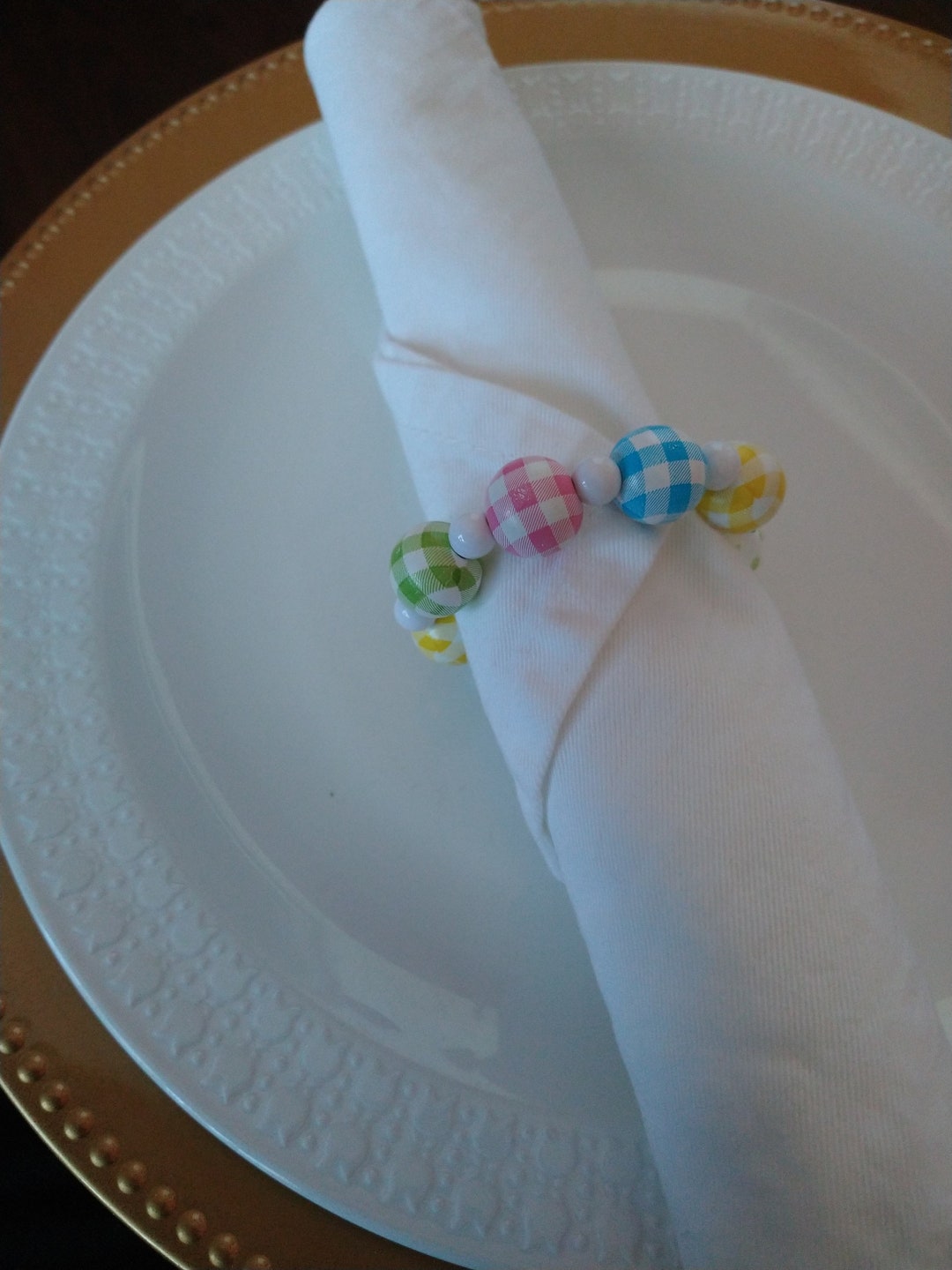 Spring Plaid Napkin Rings, Pastel Plaid Napkin Rings, Wood Napkin Rings ...