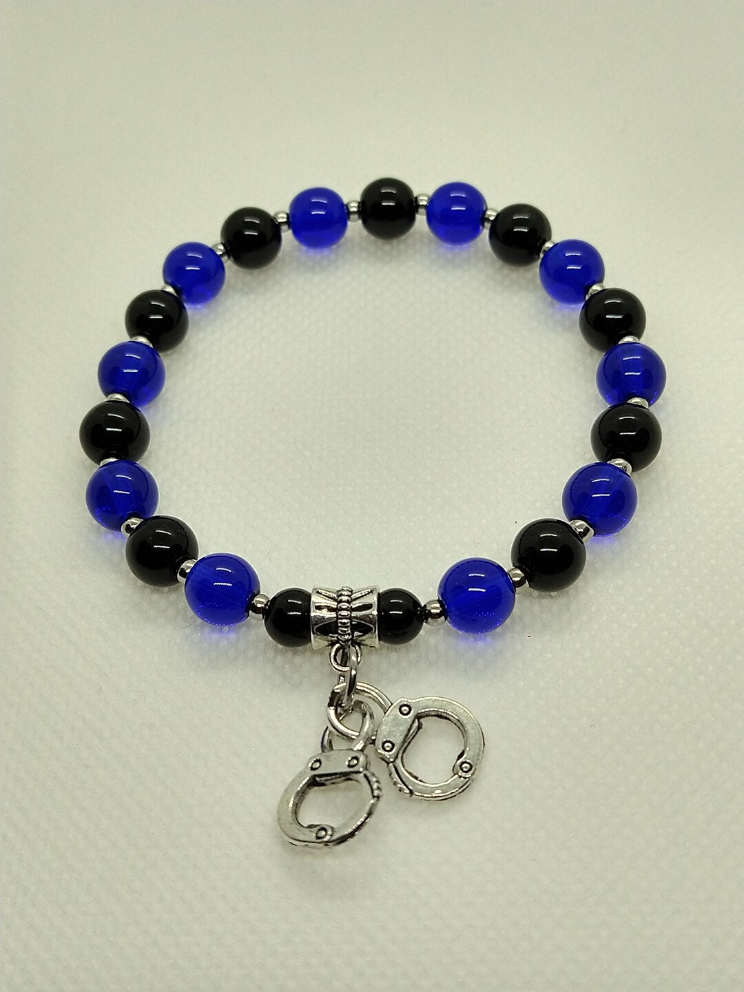 Handcuff Bracelet, Blue and Black Handcuff Bracelet, Law Enforcement ...