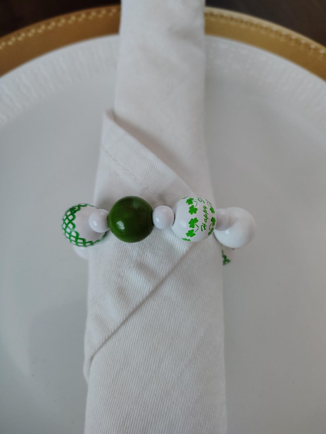 Shamrock Napkin Rings,st. Patrick's Day Napkin Rings,shamrock Beaded ...